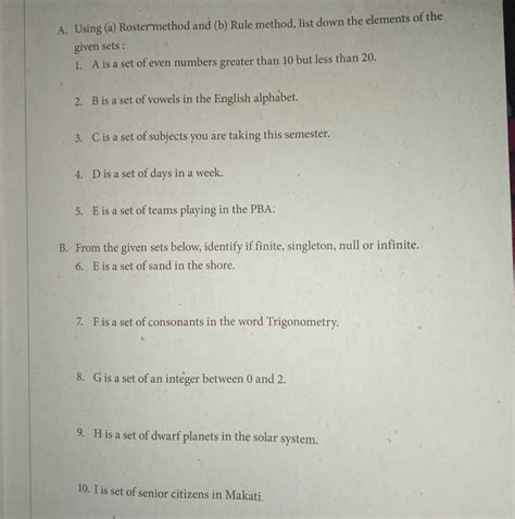 Solved A Using A Roster Method And B Rule Method List Down The