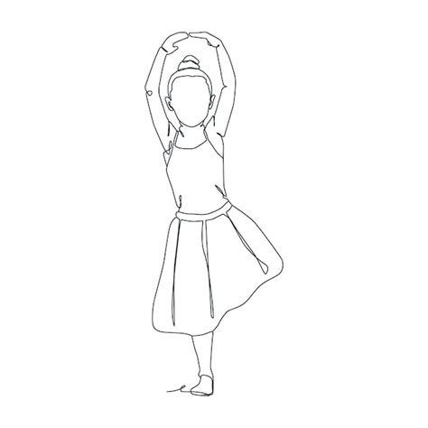 발레 댄서의 연속 선 그림 프리미엄 벡터