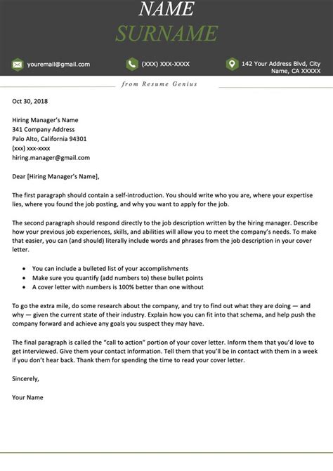 Everest Green Cover Letter Rg Professional Cover Letter