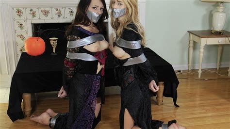 P Beauties Blade Eden And Megan Sage Portray Taped Up Sorceresses