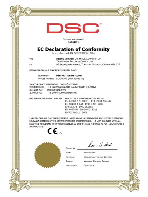 Ec Declaration Of Conformity In Accordance With En Isoiec 17050 1