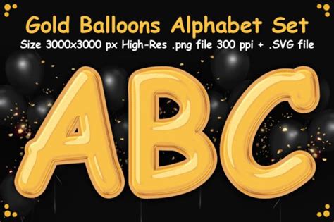 Gold Balloon Alphabet Set Graphic By Sunari Design · Creative Fabrica