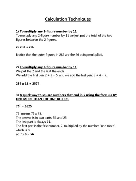 Calculation Techniques Pdf