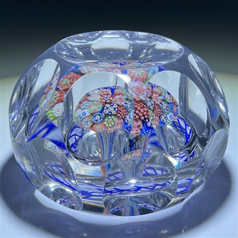 Antique Baccarat Art Glass Paperweight Faceted Closepack Millefiori Mu