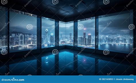 The View Empty Room With Glass Windows Illustration Generative Ai