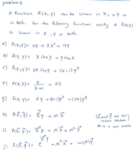 Solved A Function Fx Y Can Be Linear In X In Y Or In