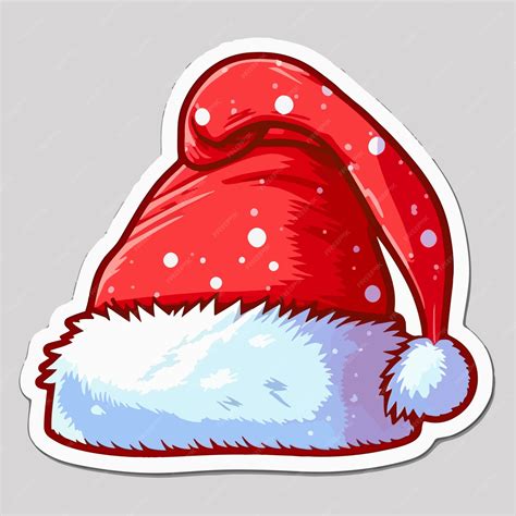 Premium Vector Christmas Santas Hat Sticker Xmas Hat Stickers