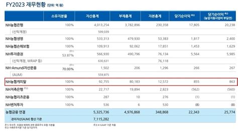 비은행 효자 타이틀 수성전 Nh농협캐피탈 외형보다 내실기업금융 선별 확대 딜사이트