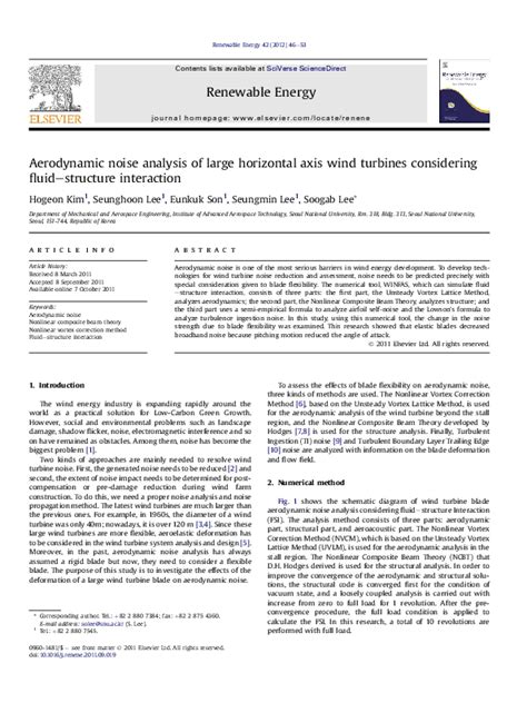 Pdf Aerodynamic Noise Analysis Of Large Horizontal Axis Wind Turbines Considering Fluid