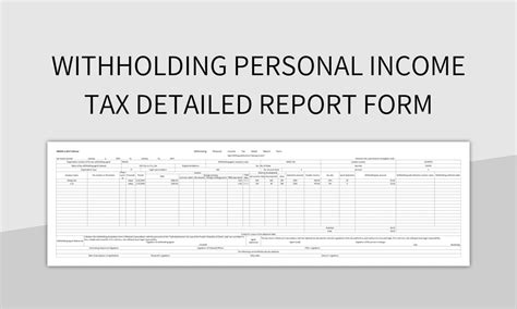 Free Withholding Personal Income Tax Detailed Report Form Templates For