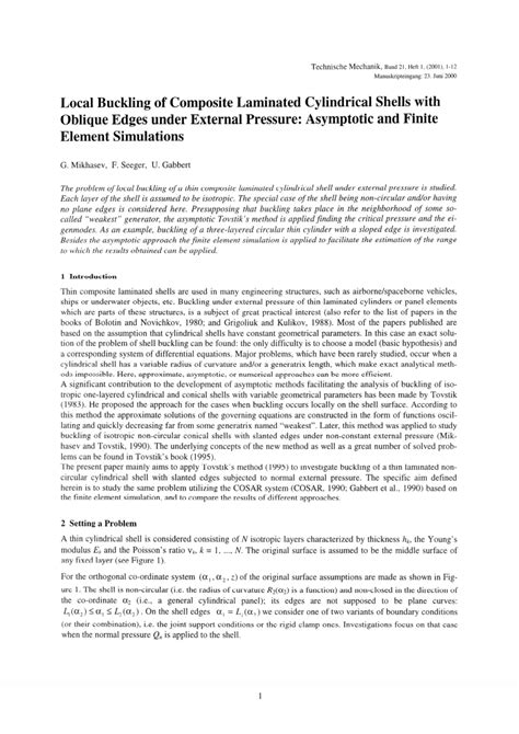 Pdf Local Buckling Of Composite Laminated Cylindrical Shell With
