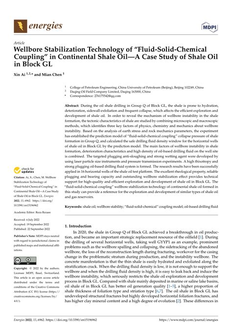 PDF Wellbore Stabilization Technology Of Fluid Solid Chemical Coupling In Continental Shale