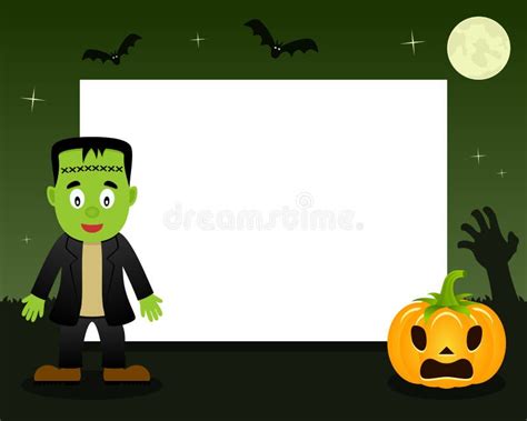 Рамка Frankenstein хеллоуина горизонтальная Иллюстрация вектора