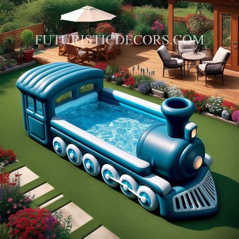 Inflatable Train Pools Design A Swimming Pool Based On The Idea Of A Train