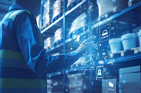 창고 작업자는 디지털 화면에 닿습니다