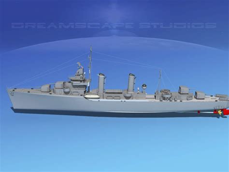 Benson Class Destroyer Uss Benson Dd421 3d Model By Dreamscape Studios