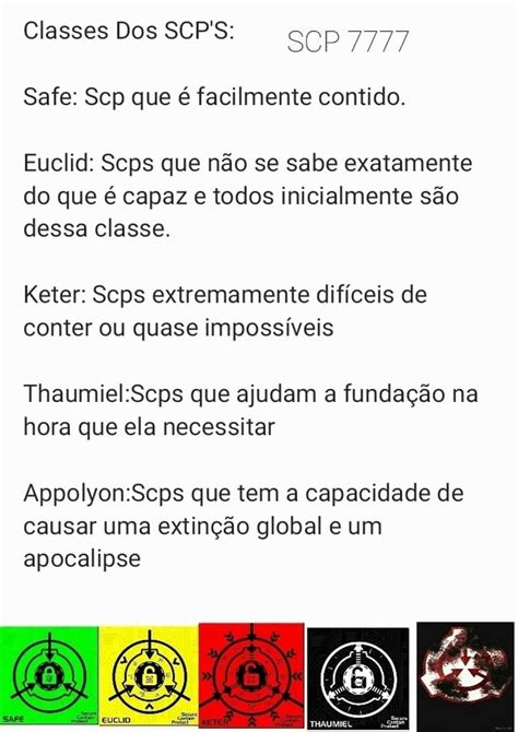 Classes Dos SCP S Safe Scp que é facilmente contido Euclid Scps que não se sabe exatamente