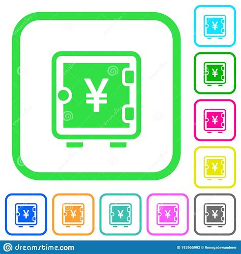 Yenes Fuertes Caja De Colores Vivos Iconos Planos Ilustración Del
