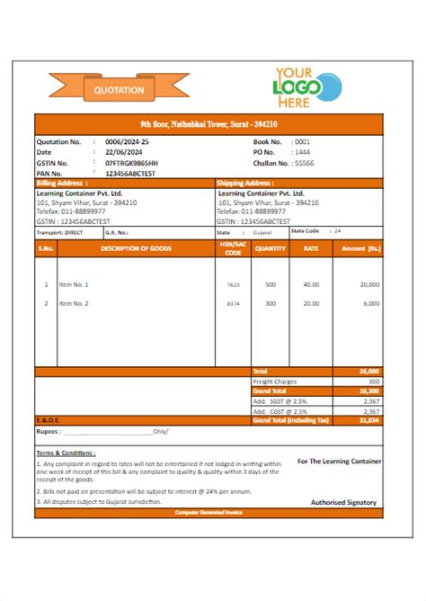 50 Professional Quotation Template In Excel Free Download