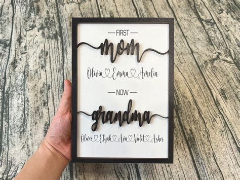 Personalized First Mom Now Grandma Plaque Cusstom Mothers Day Gift