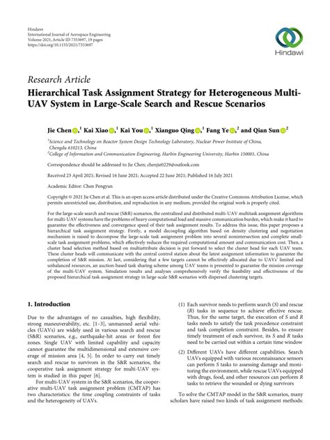 Pdf Hierarchical Task Assignment Strategy For Heterogeneous Multi Uav
