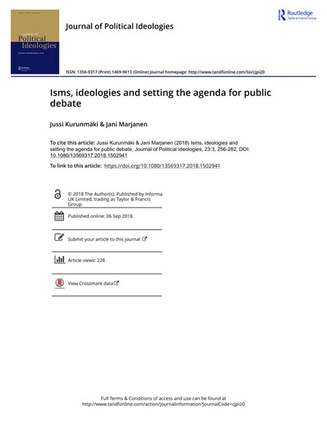 Pdf Isms Ideologies And Setting The Agenda For Public Debate