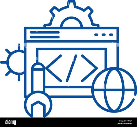 Web Development Line Icon Concept Web Development Flat Vector Symbol