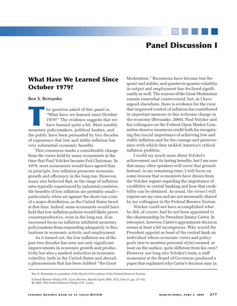 Pdf Panel Discussion I What Have We Learned Since October 1979