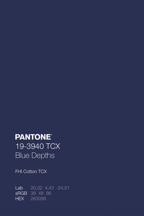 Pantone 19 3940 Tcx Blue Depths Color Code Lab Srgb Hex Pantone