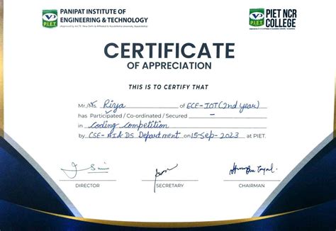 💫🌈💥i Recently Obtained A Coding Competition Certificate Hosted By Piet Riya Shah