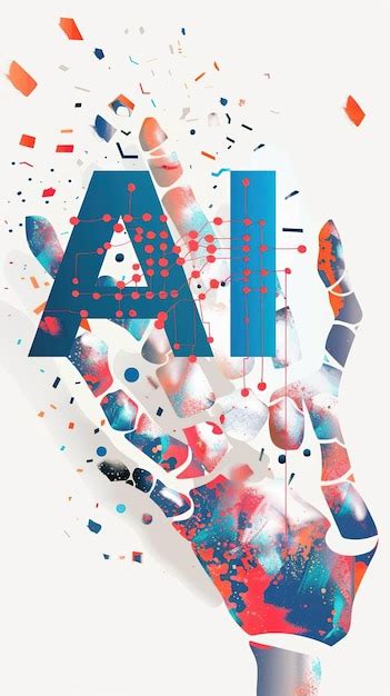 Illustration Of Ai Text With Digital Data Interfaces On A White Background Premium Ai