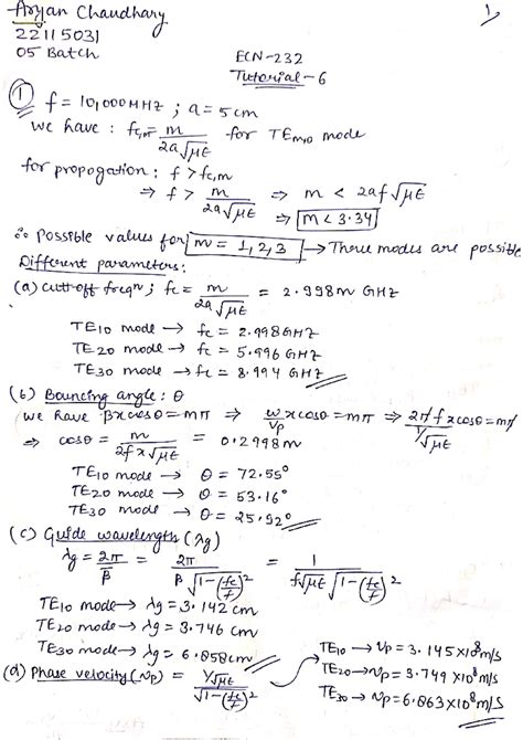 ECN 232 Tut 6 Electro Magnetics Radiation Practice Problems