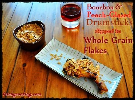Bourbon And Peach Glazed Drumsticks Dipped In Total Whole Grain Flakes