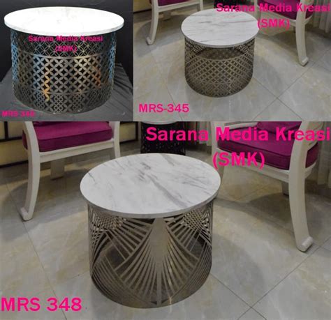 Meja Stainless Kecil Bulat Meja Tamu Coffee Table Motif Cantik