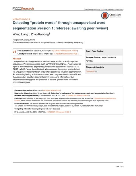 Pdf Detecting Protein Words” Through Unsupervised Word Segmentation