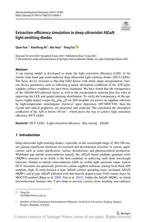 Extraction Efficiency Simulation In Deep Ultraviolet Algan Light Emitting Diodes