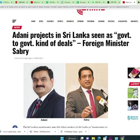 අදානි සමාගම සමඟ ශ්‍රී ලංකා රජය සිදු කරන වැඩකටයුතු රජයන් දෙකක් අතර සිදු කරන වැඩ කටයුතු ලෙස දකින