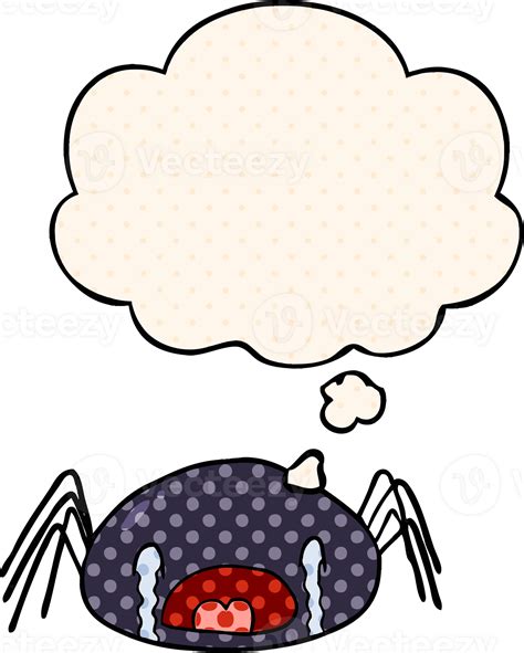 Cartoon Crying Spider With Thought Bubble In Comic Book Style 45107864 Png