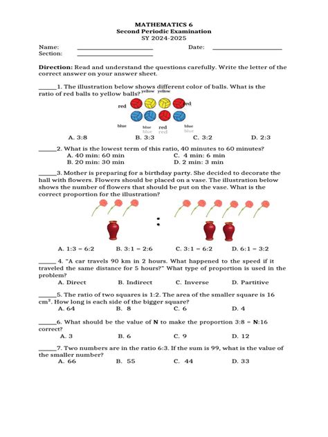 Math 6 Q2 Pt New Pdf Ratio Mathematics