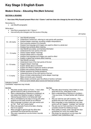 Educating Rita Ks3 Unit 21 Lessons Sow Ppt Homework Resources Exam Teaching Resources