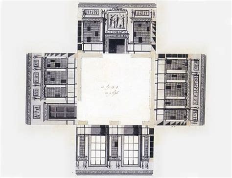 An Architectural Drawing Of A Building With Windows And Shutters