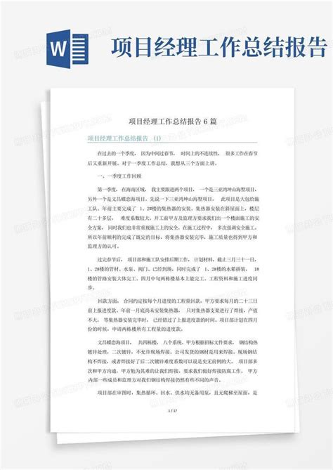 项目经理工作总结报告6篇word模板下载编号qwokpokr熊猫办公