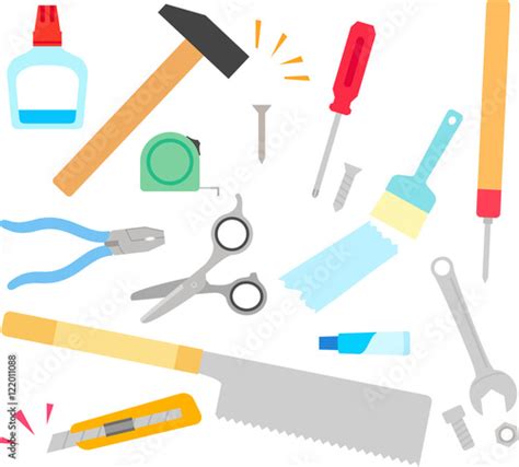 Diy、日曜大工の道具のイラストセット の ストック画像とロイヤリティフリーのベクターファイル Pic
