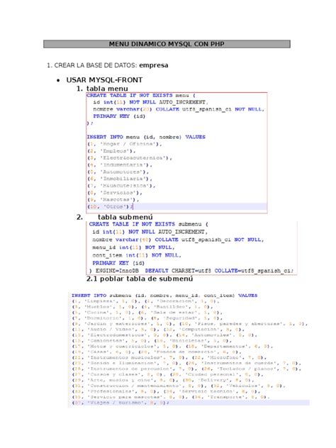 Menu Dinamico Mysql Con Php Php Red Mundial Prueba Gratuita De 30