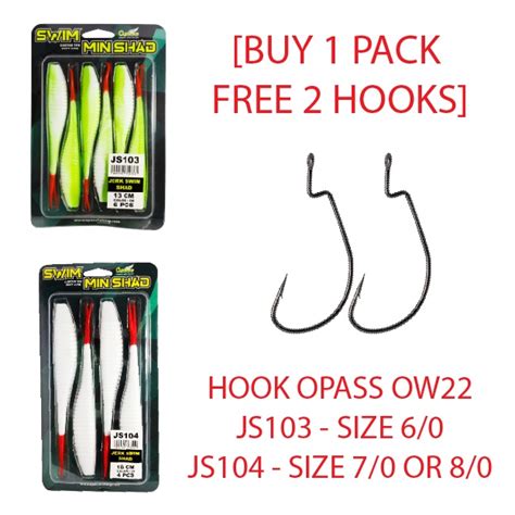 Buy 1 Pack Free 2 Hooks Opass Soft Plastic Bait Jerk Swim Min Shad