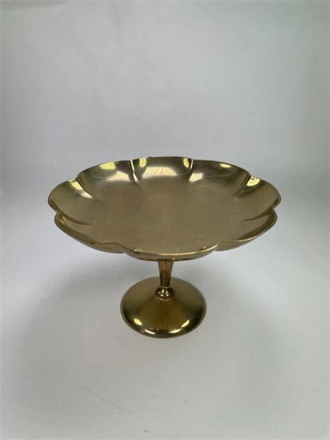 Vintage Dirilyte Dirigold Solid Brass Pedestal Compote Candy Dish 5w