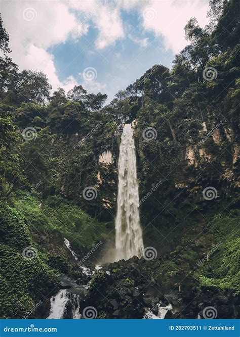 Grojogan Sewu Beautiful Waterfall In Tawangmangu Indonesia Stock