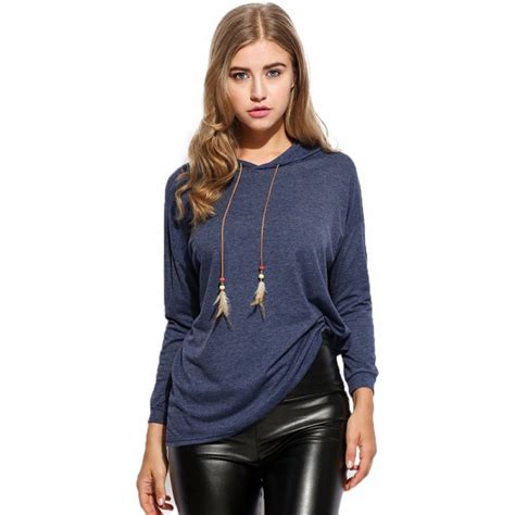 Blusa De Frio Feminina Moletom Capuz Manga Longa Azul E Cinza