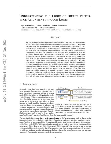 PDF Understanding The Logic Of Direct Preference Alignment Through Logic