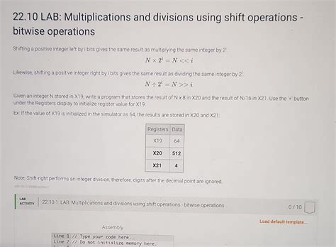 Solved 2210 Lab Multiplications And Divisions Using Shift